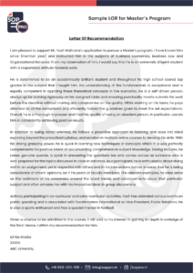 Academic LOR Samples and Examples in PDF format for Study Abroad